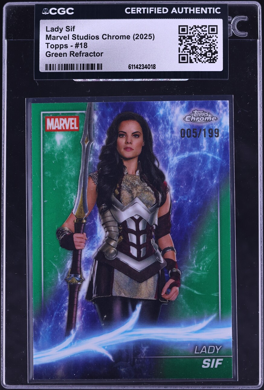 2025 Topps Chrome Marvel Studios Green Refractor Lady Sif /199 #18 CGC ...