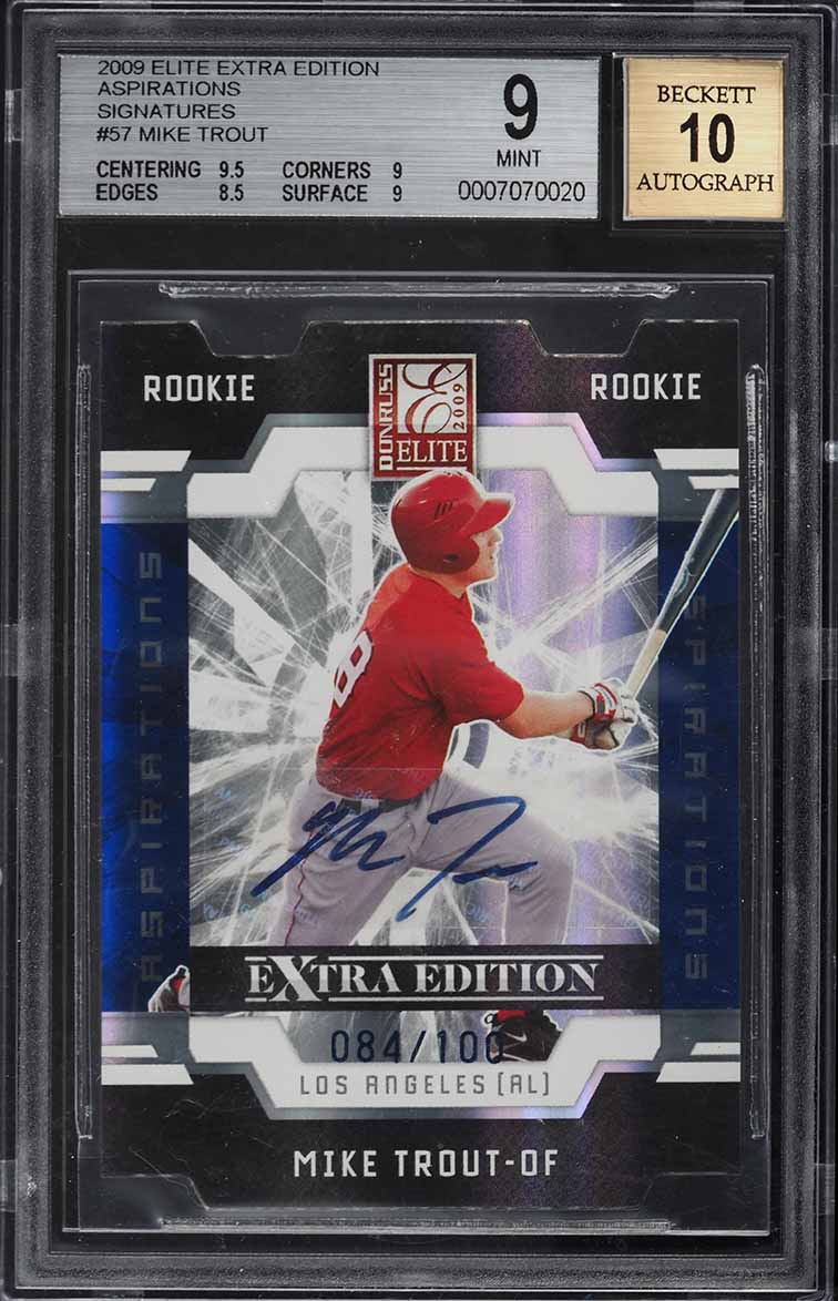 2009 Donruss Elite Extra Aspirations Mike Trout ROOKIE AUTO /100 #57 ...