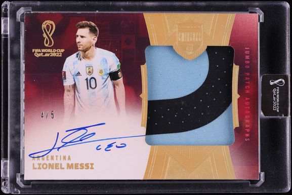 2022 Panini Eminence FIFA World Cup Qatar Jumbo Gold Lionel Messi PATCH ...