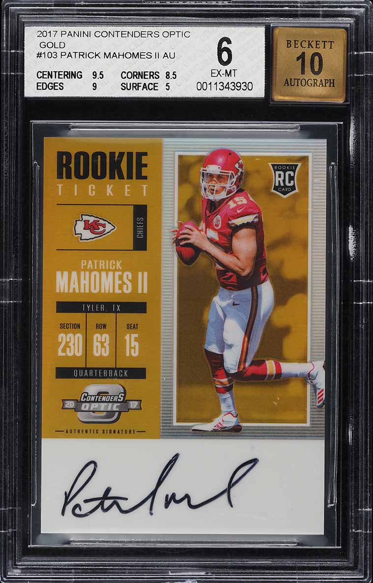 2017 Panini Contenders Optic Gold Patrick Mahomes II ROOKIE AUTO 10/10 ...