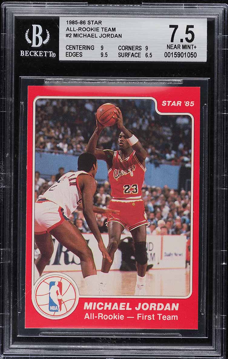 1985-86 Star All-Rookie Team Michael Jordan ROOKIE #2 BGS 7.5 NRMT+ on ...