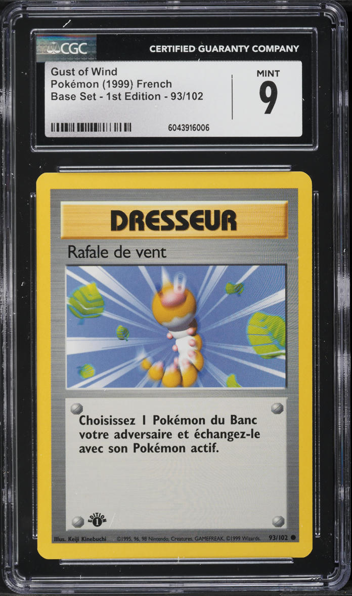 1999 Pokemon French Base Set 1st Edition Gust Of Wind #93 CGC 9 MINT on ...