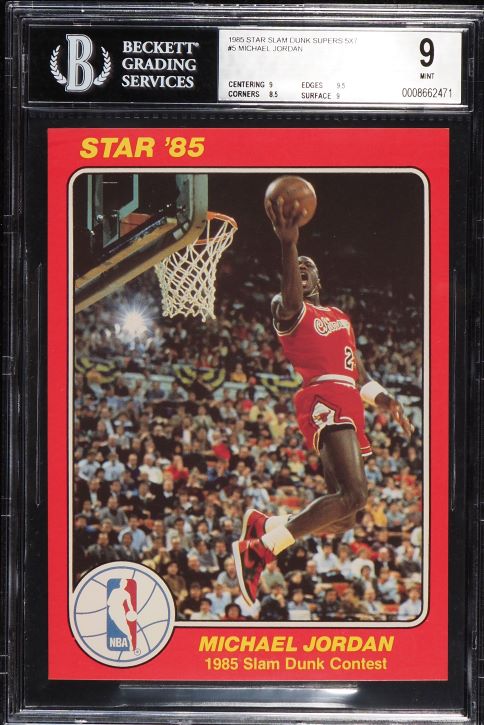 1985 Star Slam Dunk Supers 5x7 Michael Jordan ROOKIE #5 BGS 9 MINT on ...