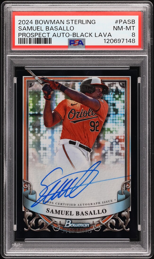 2024 Bowman Sterling Black Lava Samuel Basallo PROSPECT AUTO /10 #PASB ...