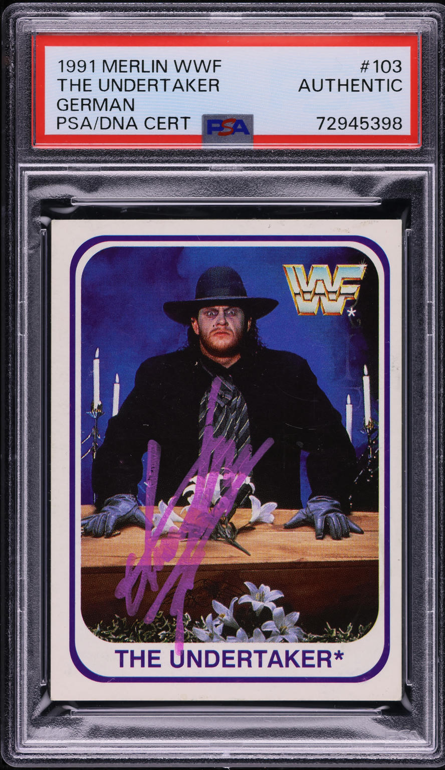 1991 Merlin WWF German The Undertaker AUTO #103 PSA AUTH on Fanatics ...