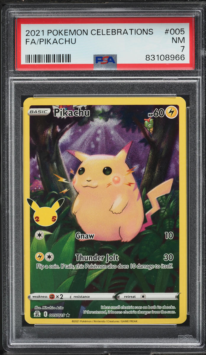 2021 Pokemon Sword & Shield Celebrations Full Art Pikachu #5 PSA 7 NRMT ...
