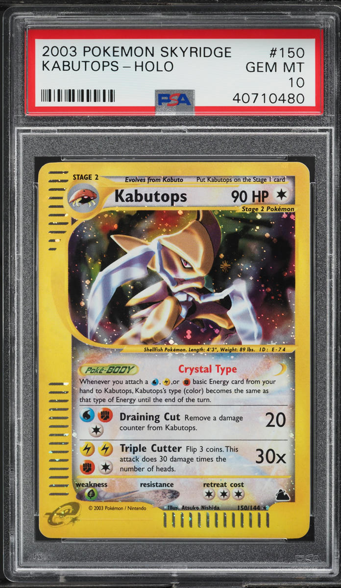 2003 Pokemon Skyridge Holo Crystal Kabutops #150 PSA 10 GEM MINT on ...