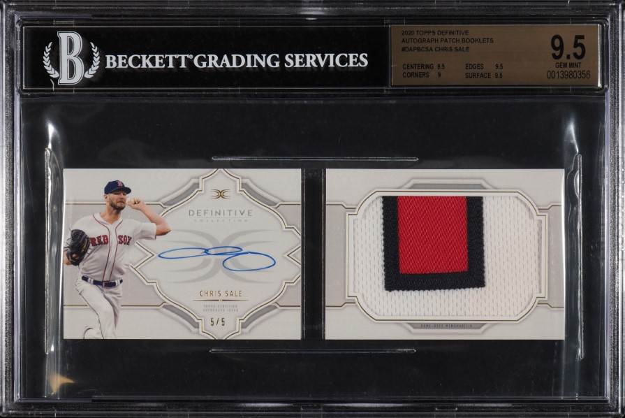 2020 Topps Definitive Collection Booklet Chris Sale PATCH AUTO 5/5 #CSA ...