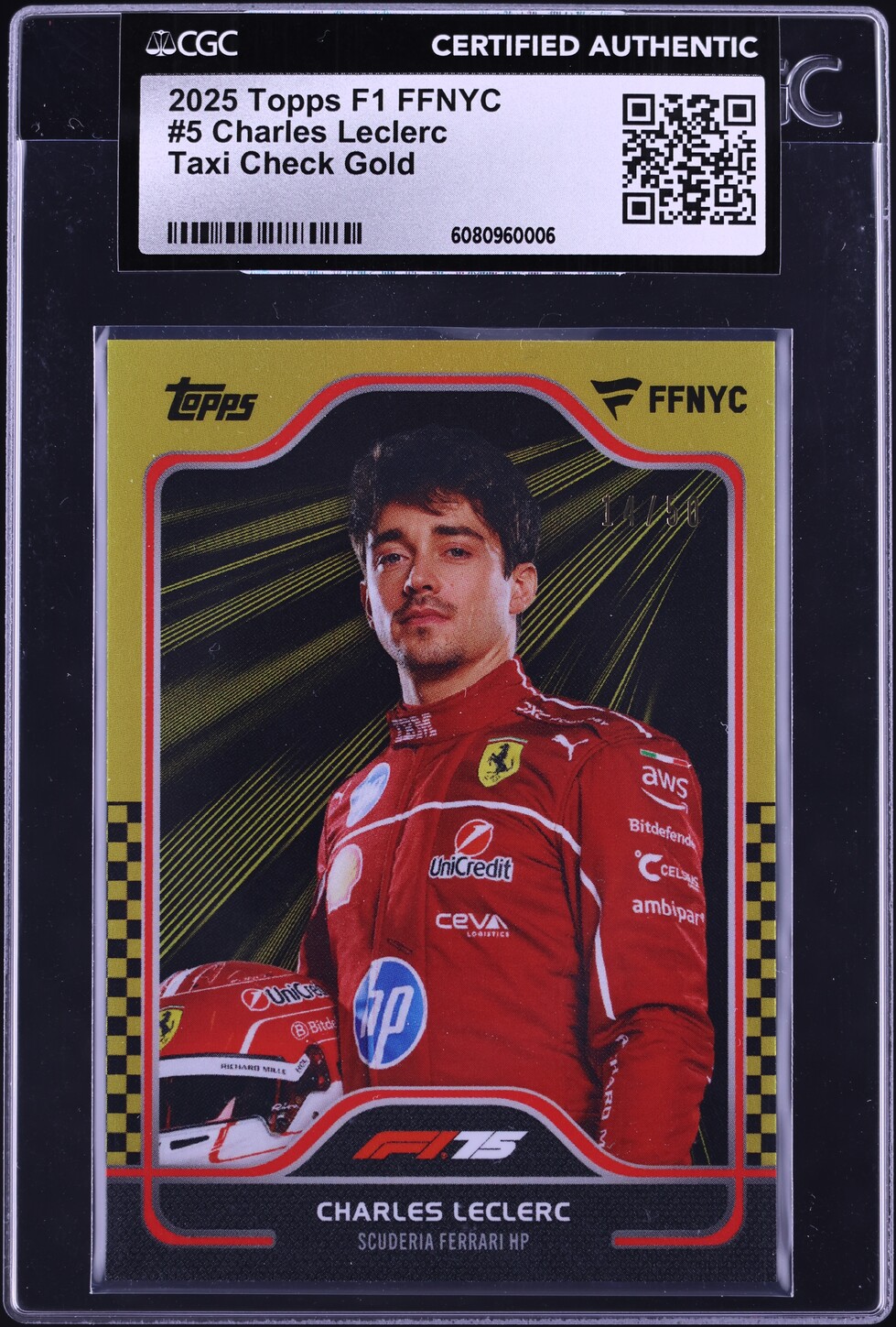 2025 Topps F1 FFNYC Taxi Check Gold Charles Leclerc /50 #5 CGC AUTH on ...