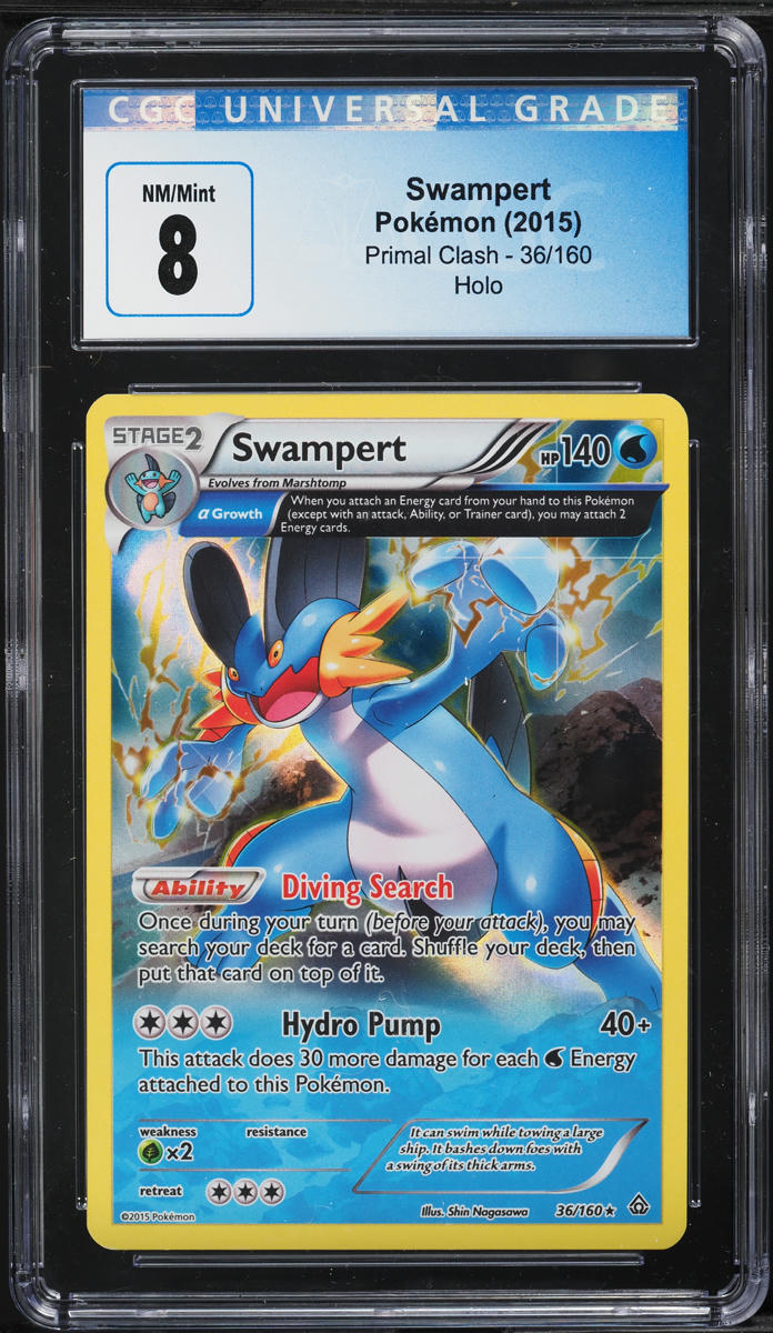 2015 Pokemon XY Primal Clash Holo Swampert #36 CGC 8 NM-MT on Fanatics Collect