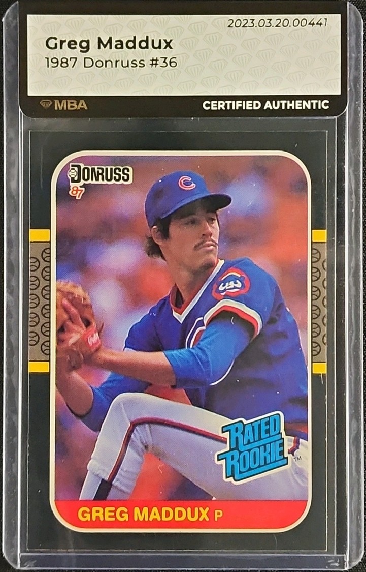 1987 Donruss Greg Maddux ROOKIE #36 MBA AUTH on Fanatics Collect