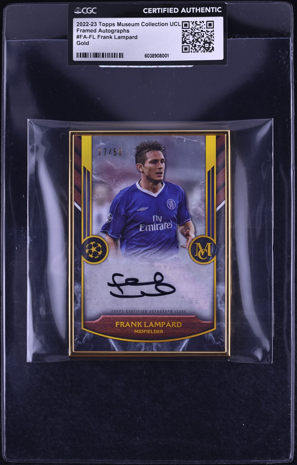 2022 Topps Museum Collection UCL Framed Gold Frank Lampard AUTO /50 CGC ...