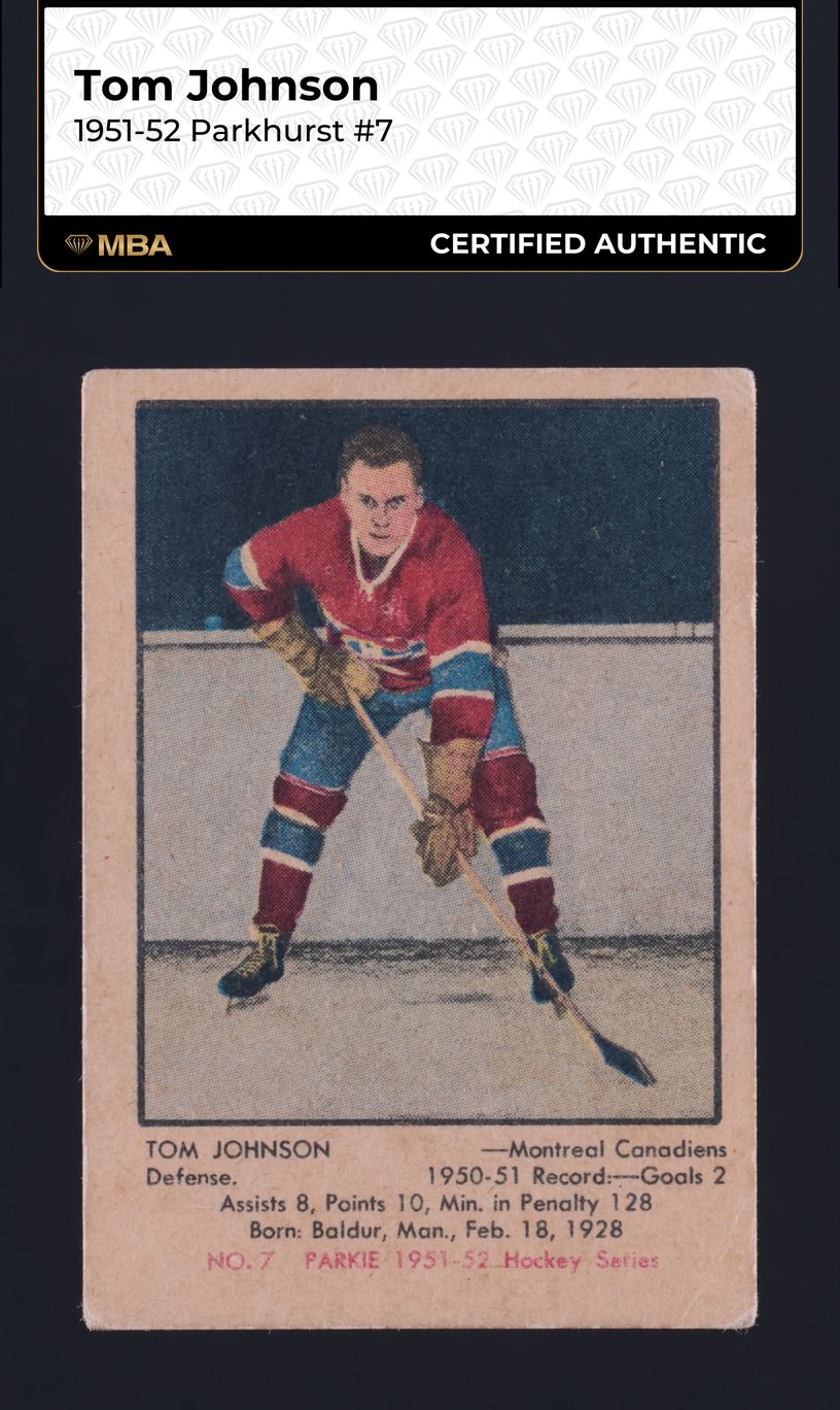 1951 Parkhurst Tom Johnson ROOKIE #7 MBA AUTH on Fanatics Collect