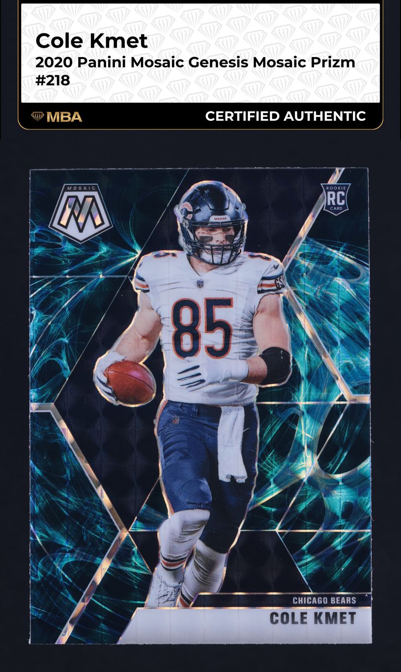 2020 Panini Mosaic Genesis Mosaic Prizm Cole Kmet ROOKIE #218 MBA AUTH ...