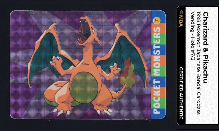 1998 Pokemon Japanese Bandai Carddass Vending Holo Charizard & Pikachu ...