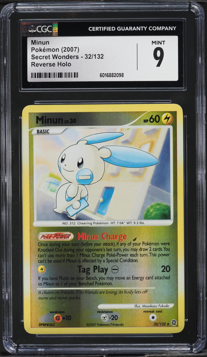 2007 Pokemon Diamond & Pearl Secret Wonders Reverse Holo Minun #32 CGC 9 MINT on Fanatics Collect