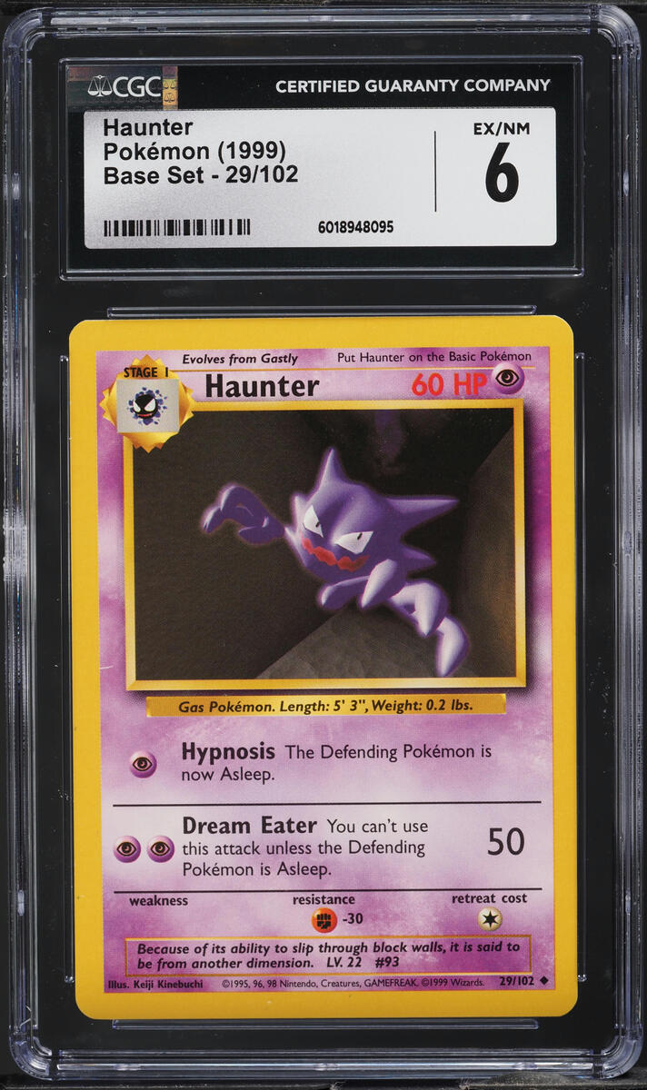 1999 Pokemon Base Set Haunter #29 CGC 6 EXMT on Fanatics Collect