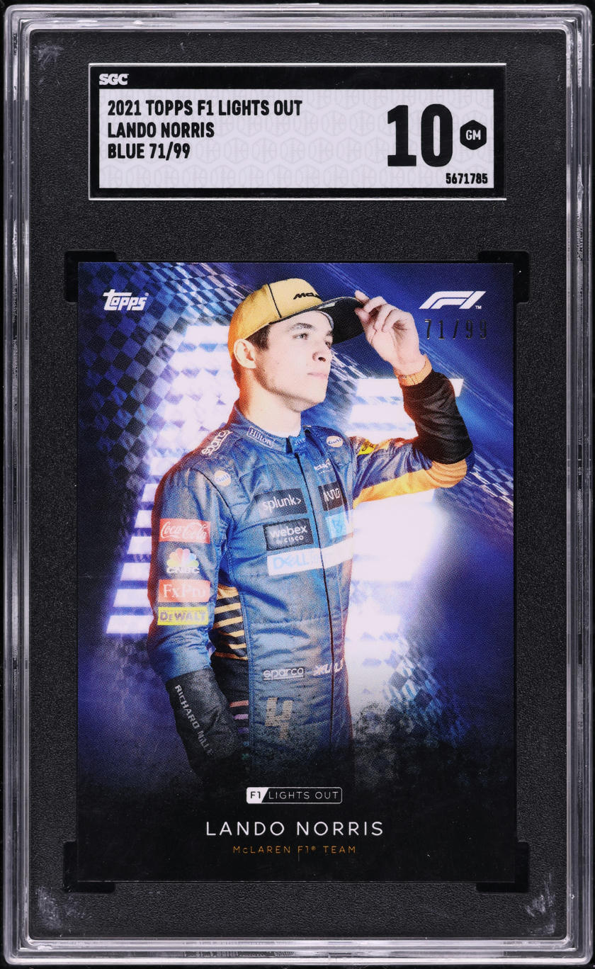 2021 Topps Formula 1 F1 Lights Out Blue Lando Norris /99 SGC 10 GEM ...