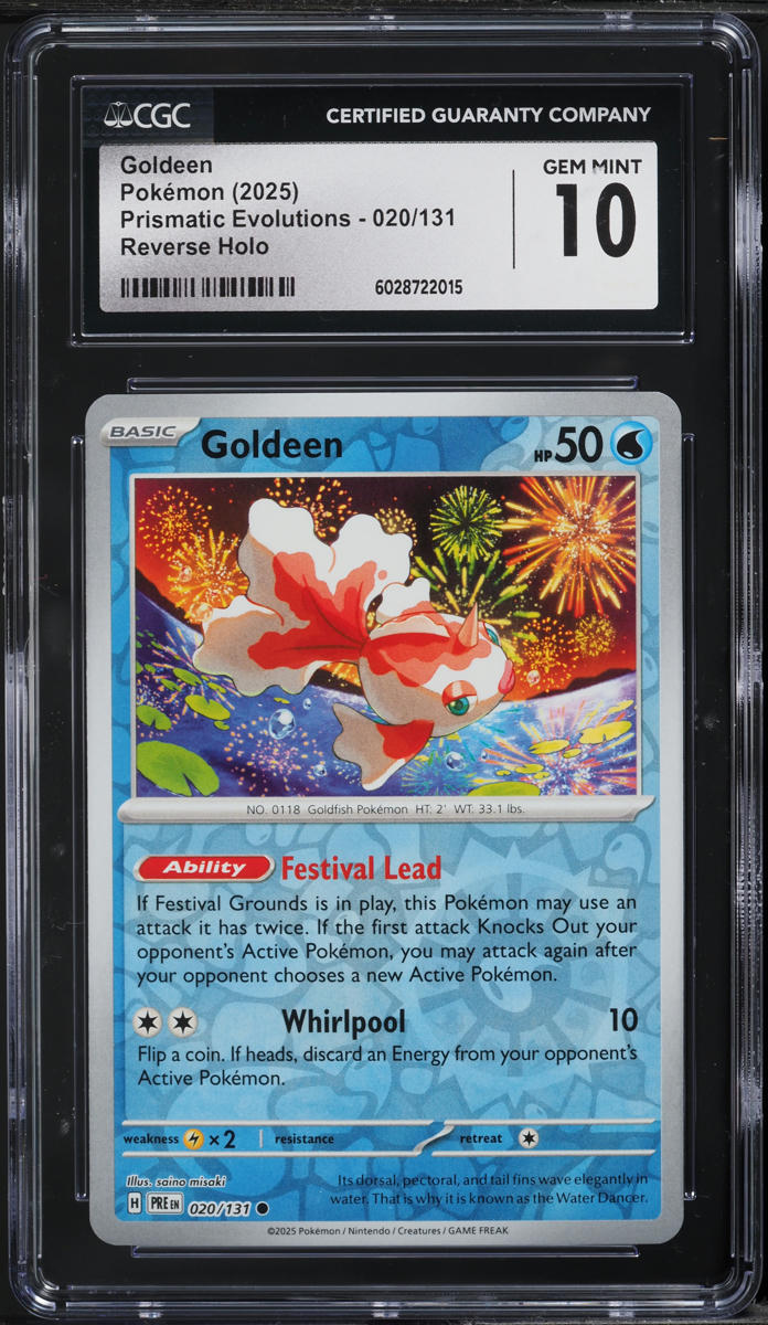 2025 Pokemon SV Prismatic Evolutions Reverse Holo Goldeen #20 CGC 10 GEM MINT on Fanatics Collect