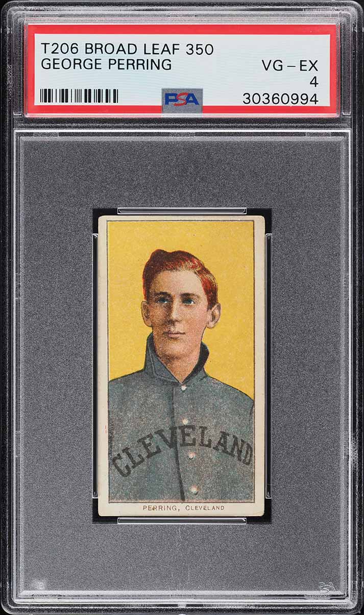 1909-11 T206 George Perring BROAD LEAF 350 PSA 4 VGEX on Fanatics Collect