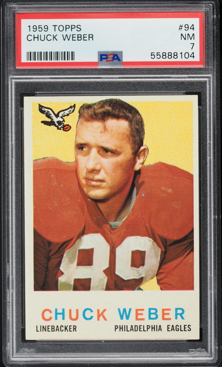 1959 Topps Football Chuck Weber #94 PSA 7 NRMT on Fanatics Collect