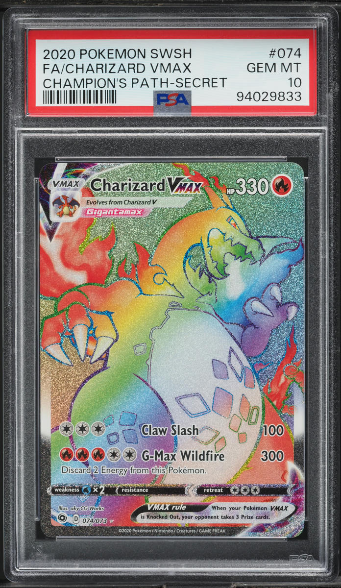 2020 Pokemon SWSH Champion's Path Hyper Rare Charizard VMAX #74 PSA 10 GEM MINT on Fanatics Collect