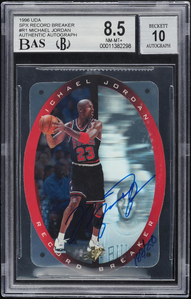 1996 UDA SPx Record Breaker Michael Jordan AUTO /250 #R1 BGS 8.5 NM-MT+ ...