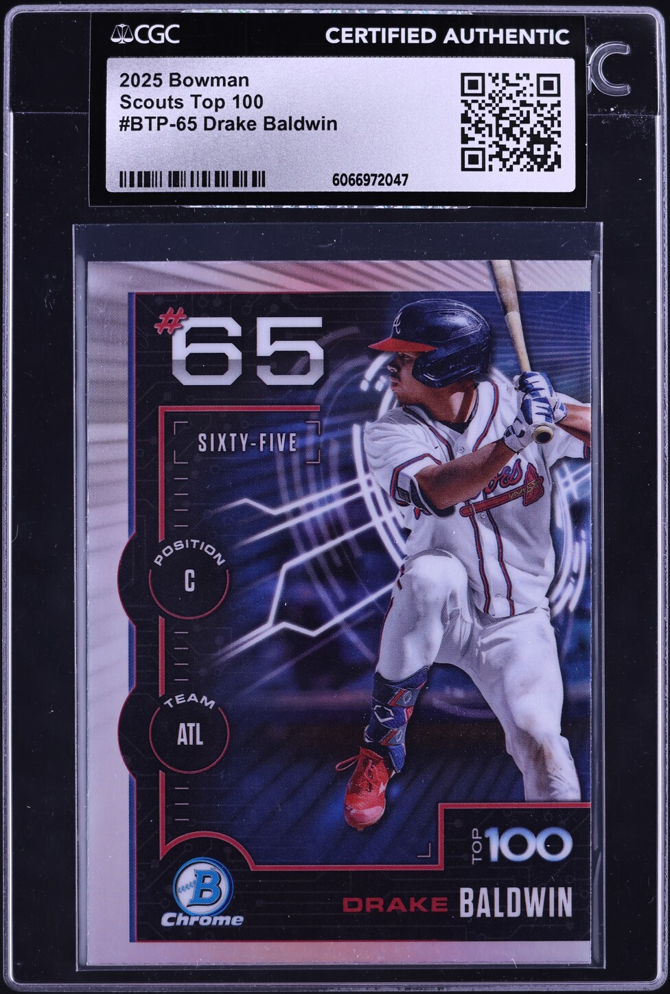 2025 Bowman Chrome Scouts Top 100 Drake Baldwin PROSPECT #BTP-65 CGC ...