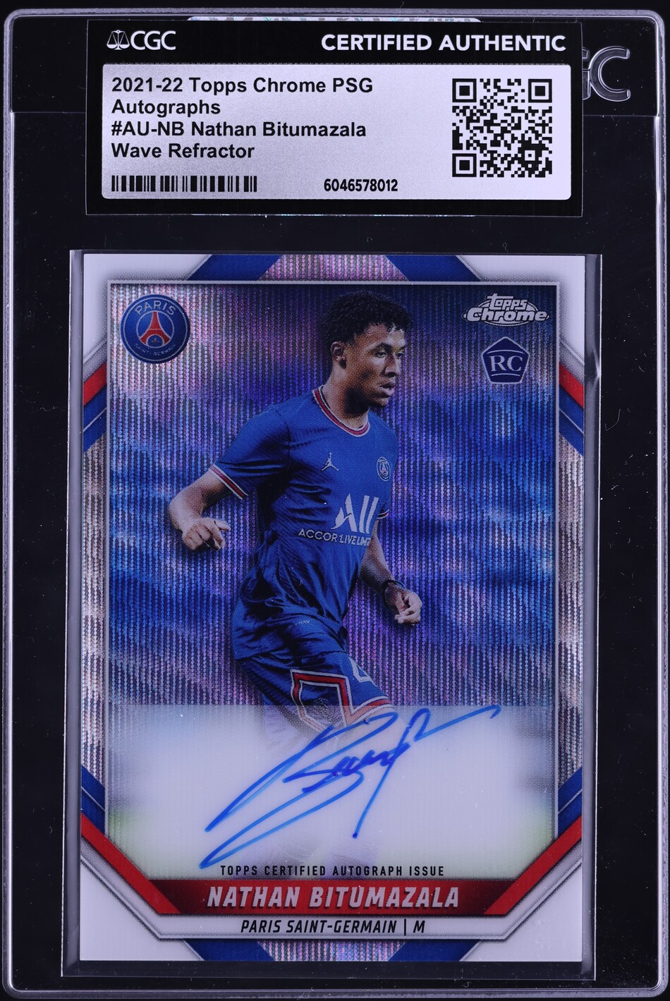 2021 Topps Chrome PSG Wave Refractor Nathan Bitumazala ROOKIE AUTO /49 ...