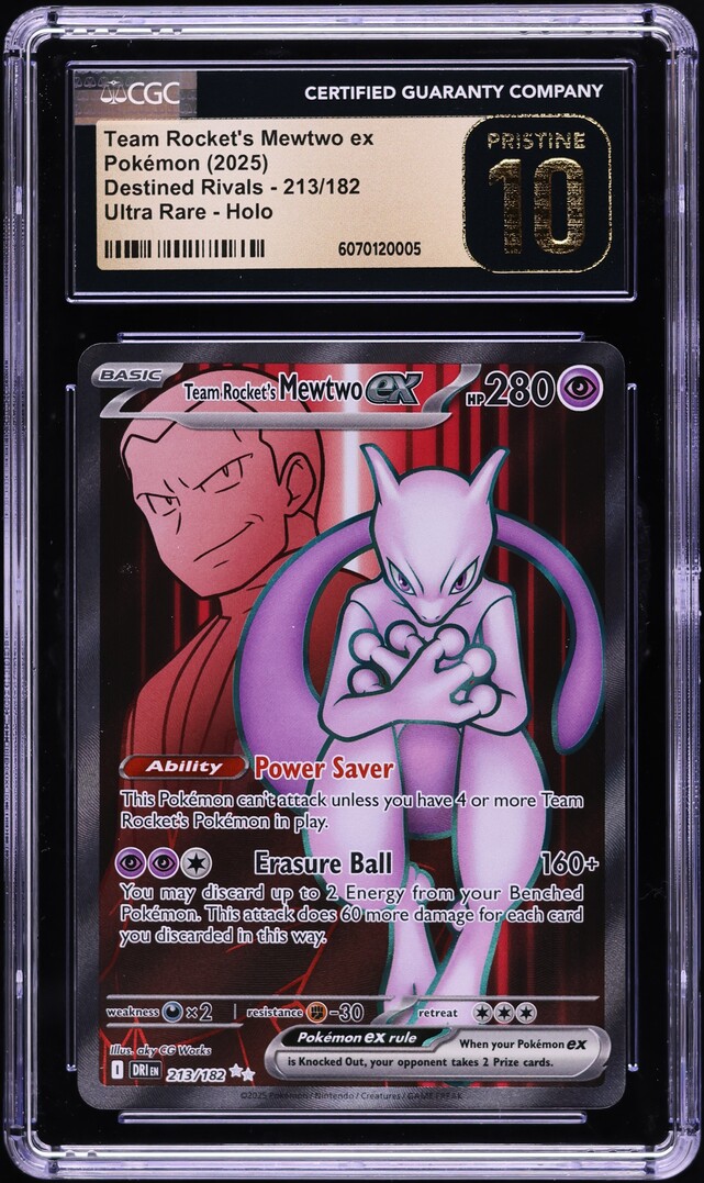 2025 Pokemon SV Destined Rivals Full Art Team Rocket's Mewtwo ex CGC 10 PRISTINE on Fanatics Collect