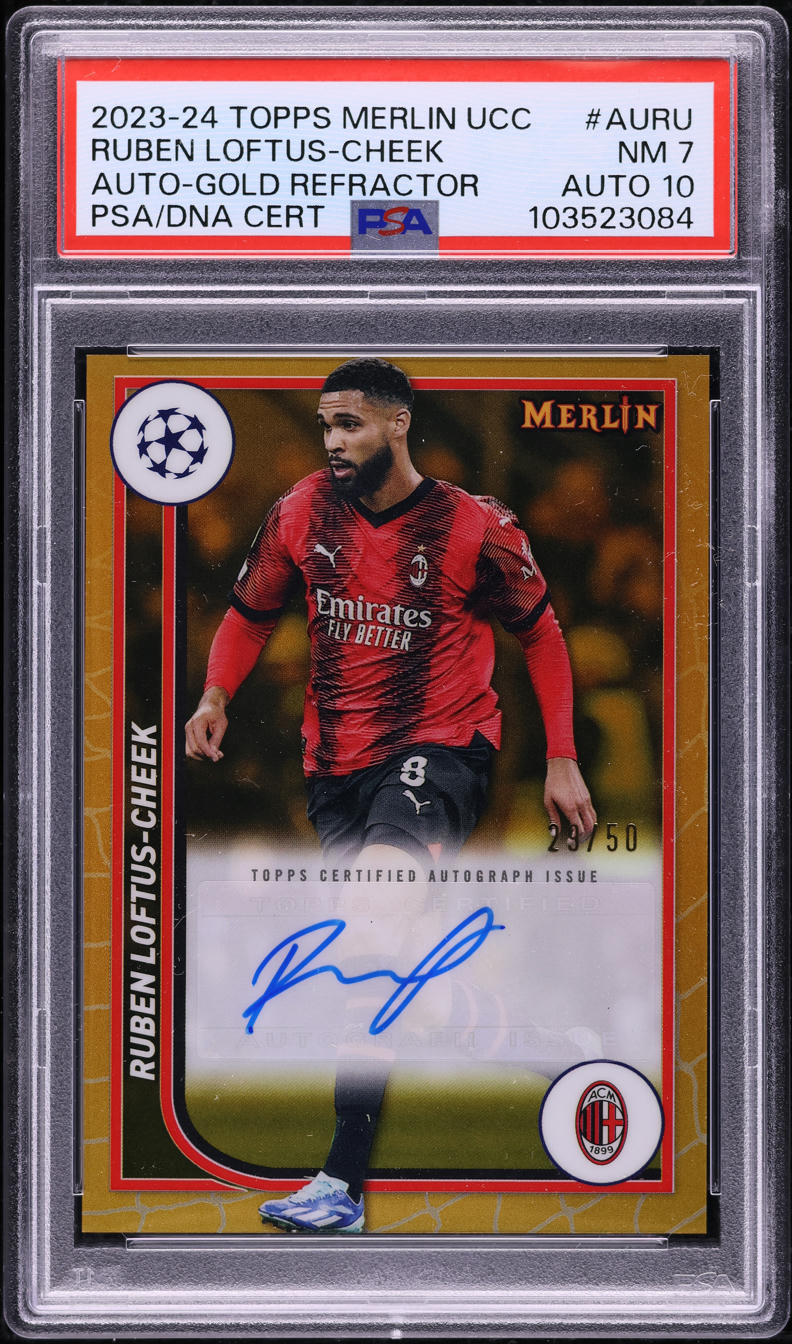 2023 Topps Merlin UEFA CC Gold Ruben Loftus-Cheek AUTO DNA 10 /50 PSA 7 ...