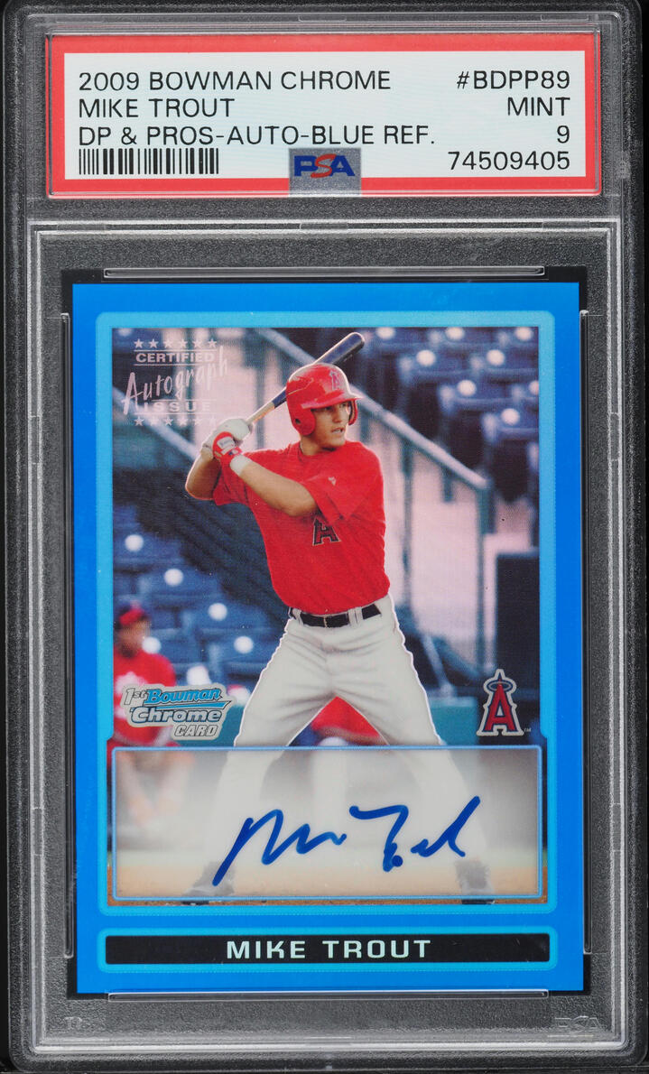 2009 Bowman Chrome Blue Refractor Mike Trout ROOKIE AUTO /150 #BDPP89 ...