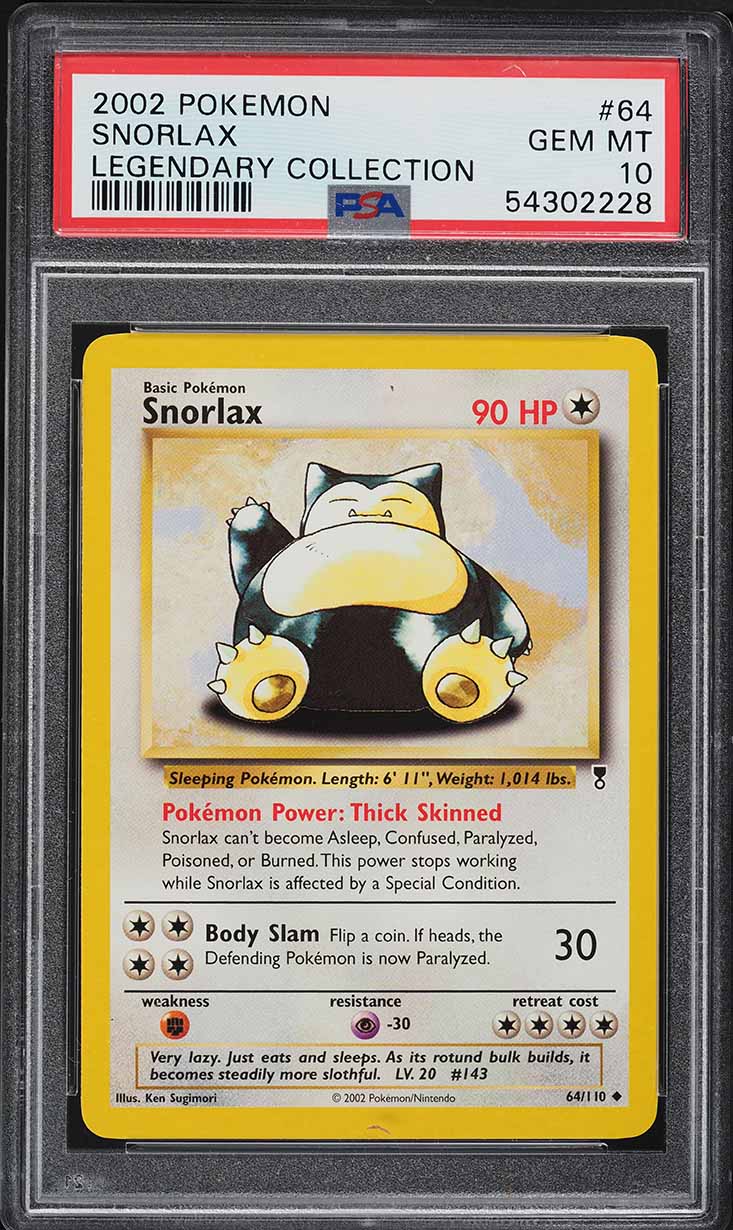 2002 Pokemon Legendary Collection Snorlax #64 PSA 10 GEM MINT on ...