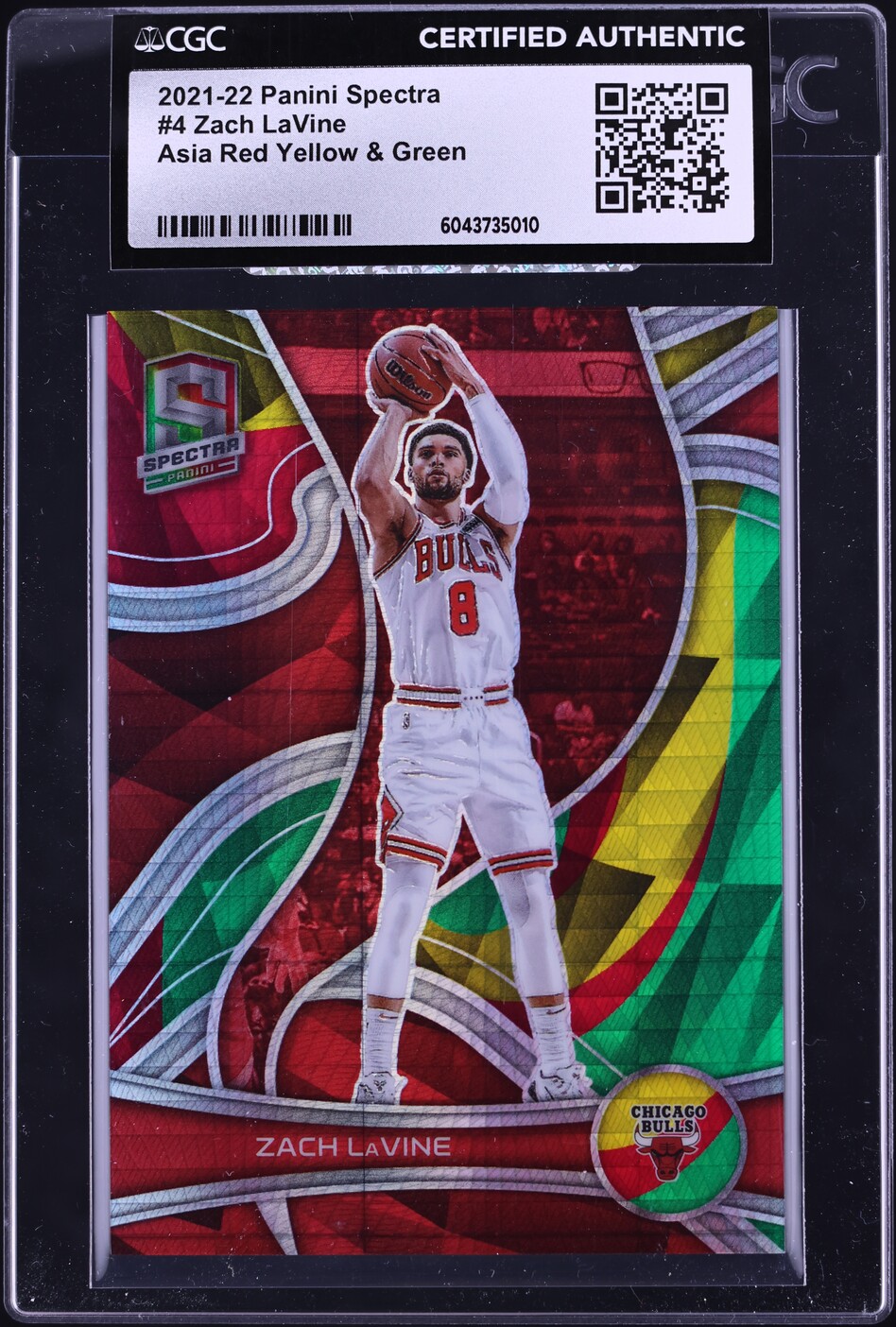 2021 Panini Spectra Asia Red Yellow & Green Zach LaVine /75 #4 CGC AUTH ...
