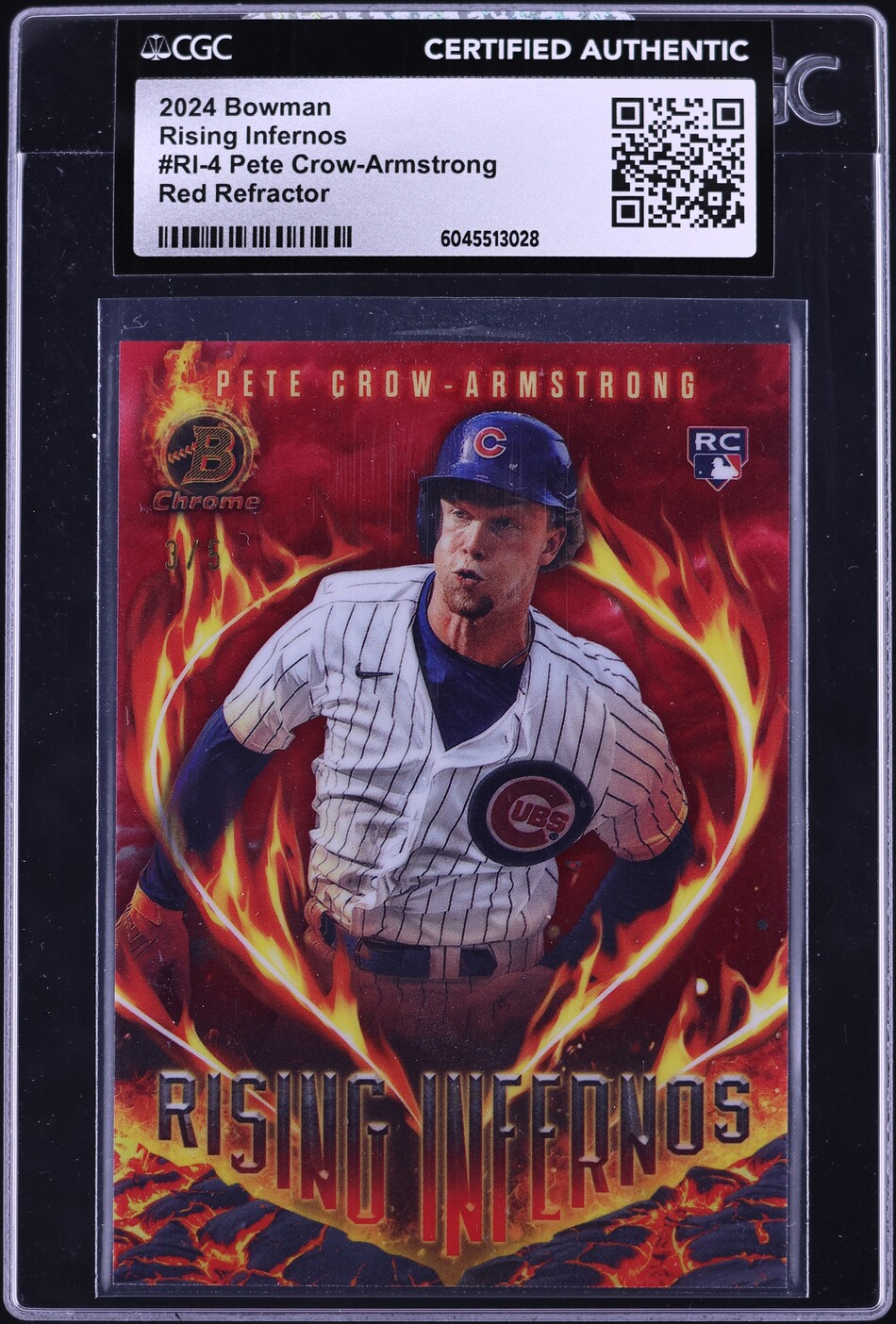 2024 Bowman Chrome Rising Infernos Red Ref. Pete Crow-Armstrong RC /5 ...