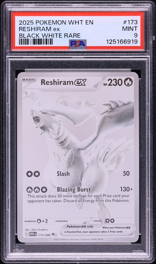 2025 Pokemon WhIte Flare Black White Full Art Reshiram EX #173 PSA 9 ...