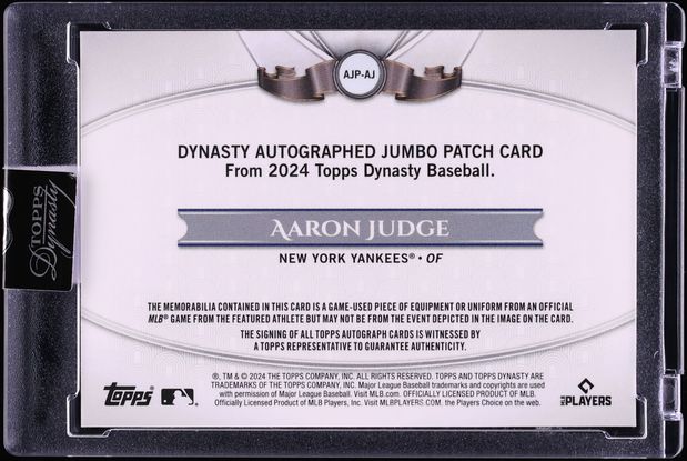 2024 Topps Dynasty Jumbo Gold Aaron Judge PATCH AUTO 1/1 #AJP-AJ on Fanatics Collect