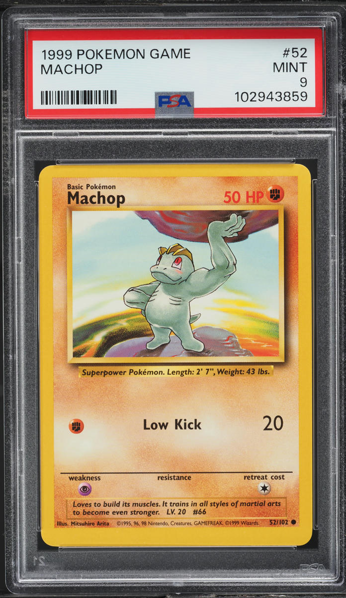 1999 Pokemon Base Set Machop #52 PSA 9 MINT on Fanatics Collect