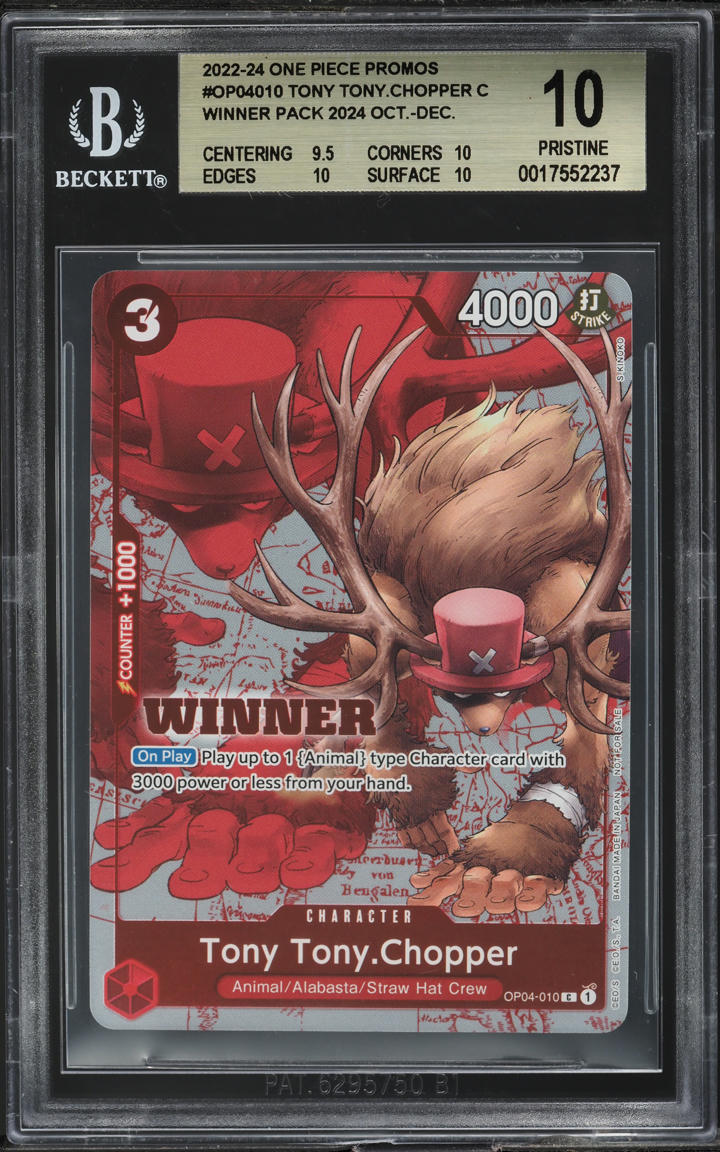 2022 One Piece Promo Winner Pack Tony Tony Chopper #OP04-010 BGS 10 PRISTINE on Fanatics Collect