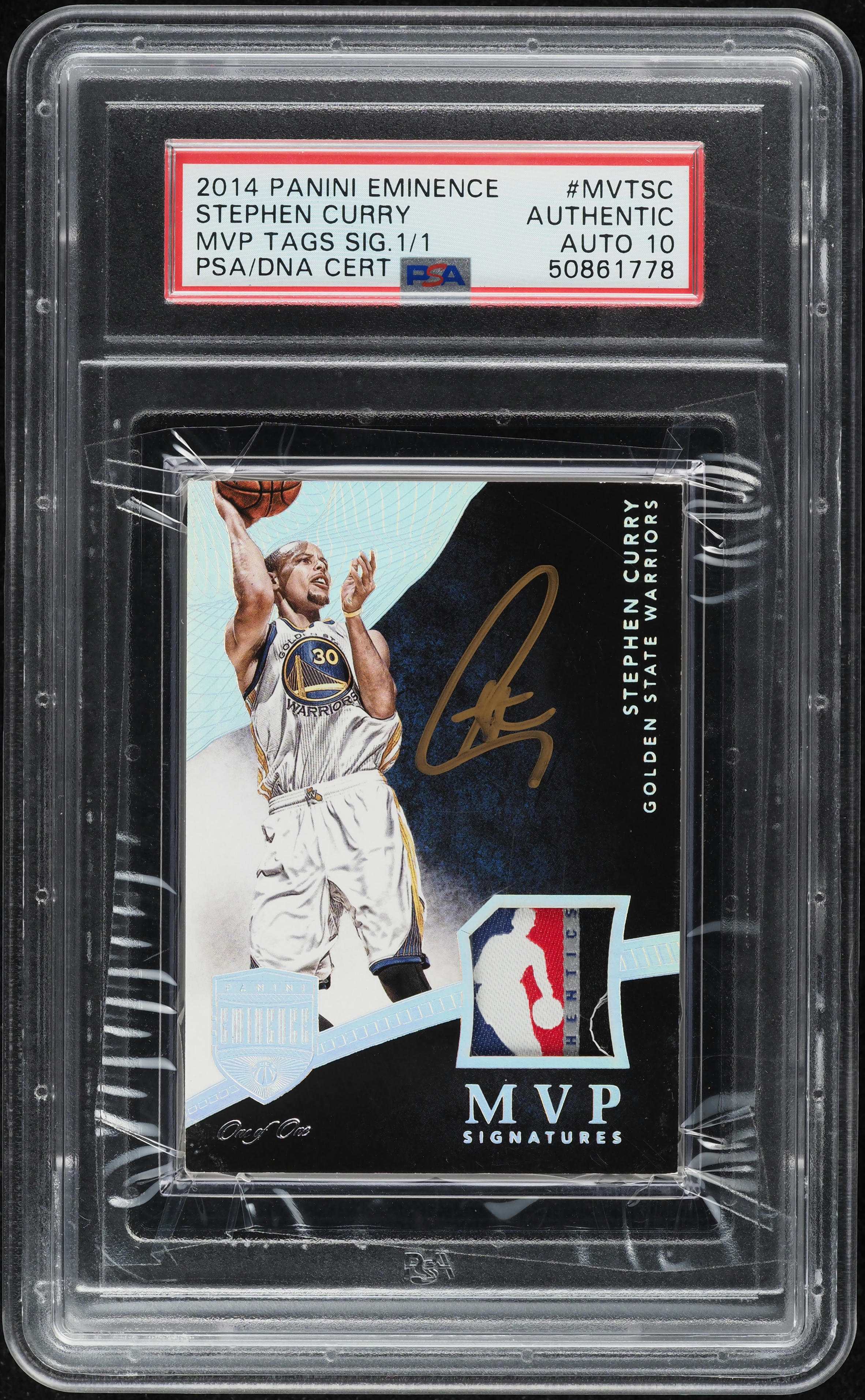 2014 Panini Eminence MVP Stephen Curry TAG PATCH AUTO DNA 10 1/1 PSA AUTH on Fanatics Collect