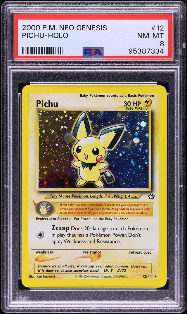 2000 Pokemon Neo Genesis Holo Pichu #12 PSA 8 NM-MT on Fanatics Collect
