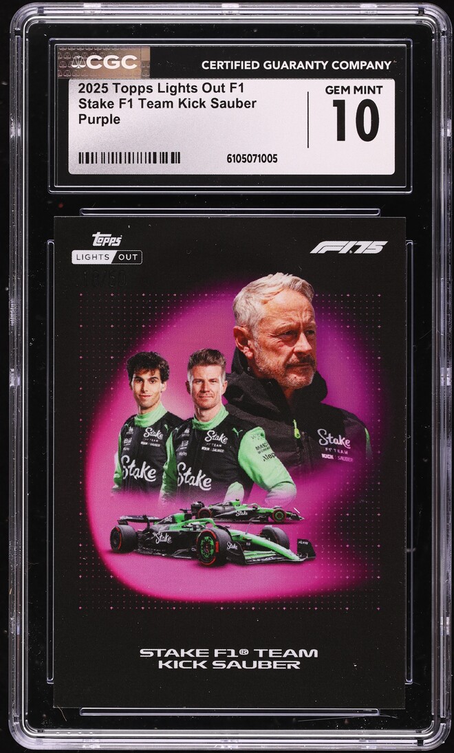 2025 Topps Lights Out F1 Purple Stake Team Kick Sauber /50 CGC 10 GEM ...