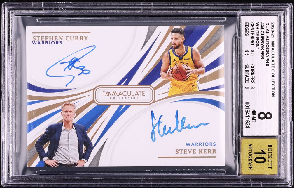 2020 Immaculate Collection Dual White Box Stephen Curry & Steve Kerr ...
