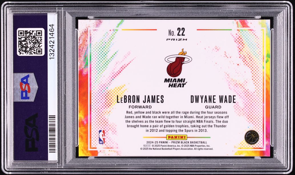 2024 Panini Prizm Black Color Blast Duals LeBron James & Dwyane Wade ...