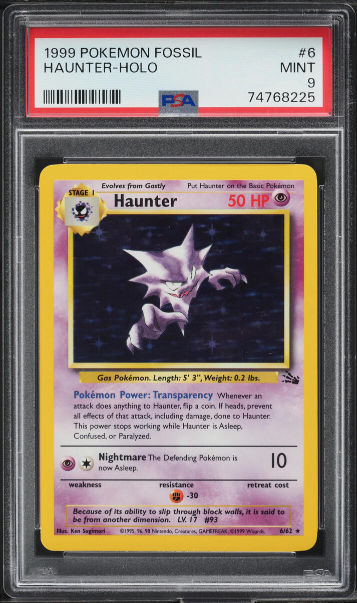 1999 Pokemon Fossil Holo Haunter #6 PSA 9 MINT on Fanatics Collect