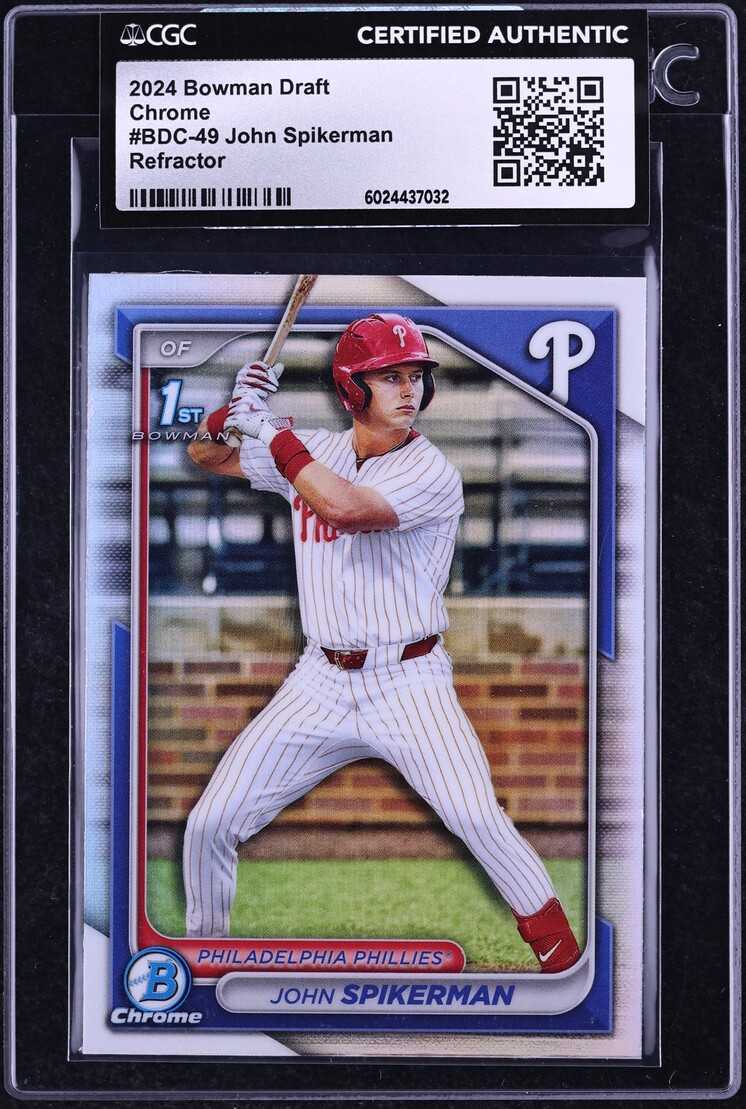 2024 Bowman Chrome Draft Refractor John Spikerman PROSPECT #BDC-49 CGC AUTH on Fanatics Collect
