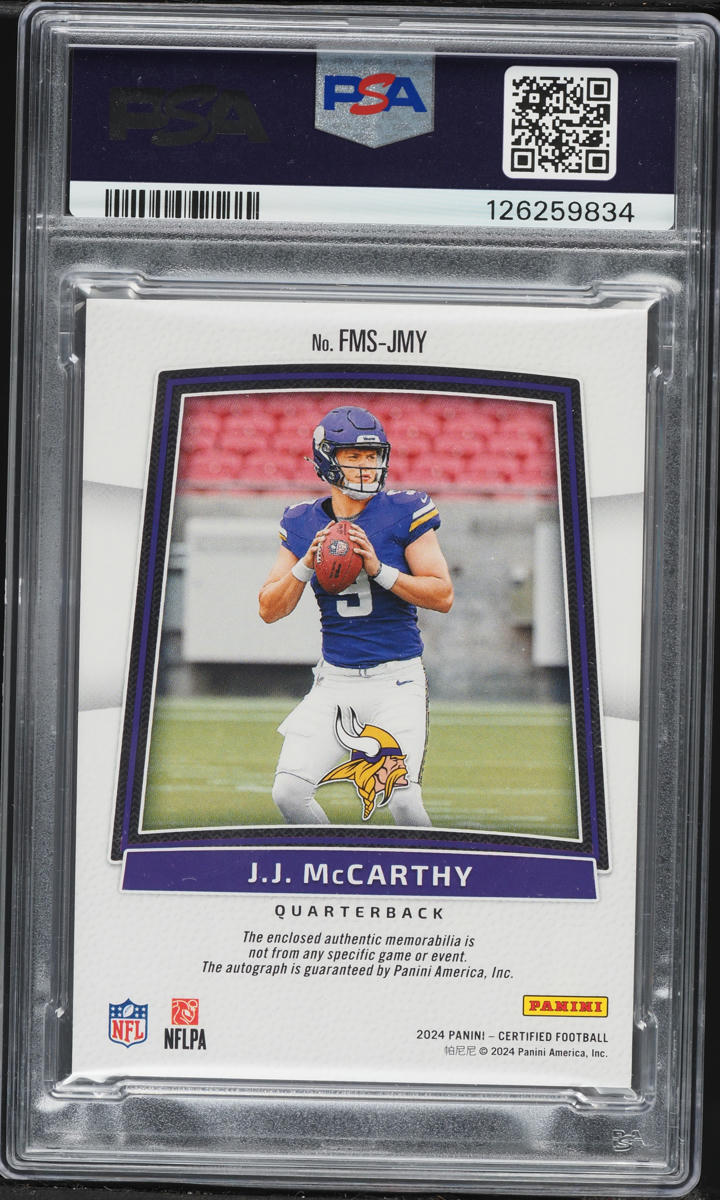 2024 Panini Certified Freshman Fabric Mirror Orange Etch JJ McCarthy RC ...