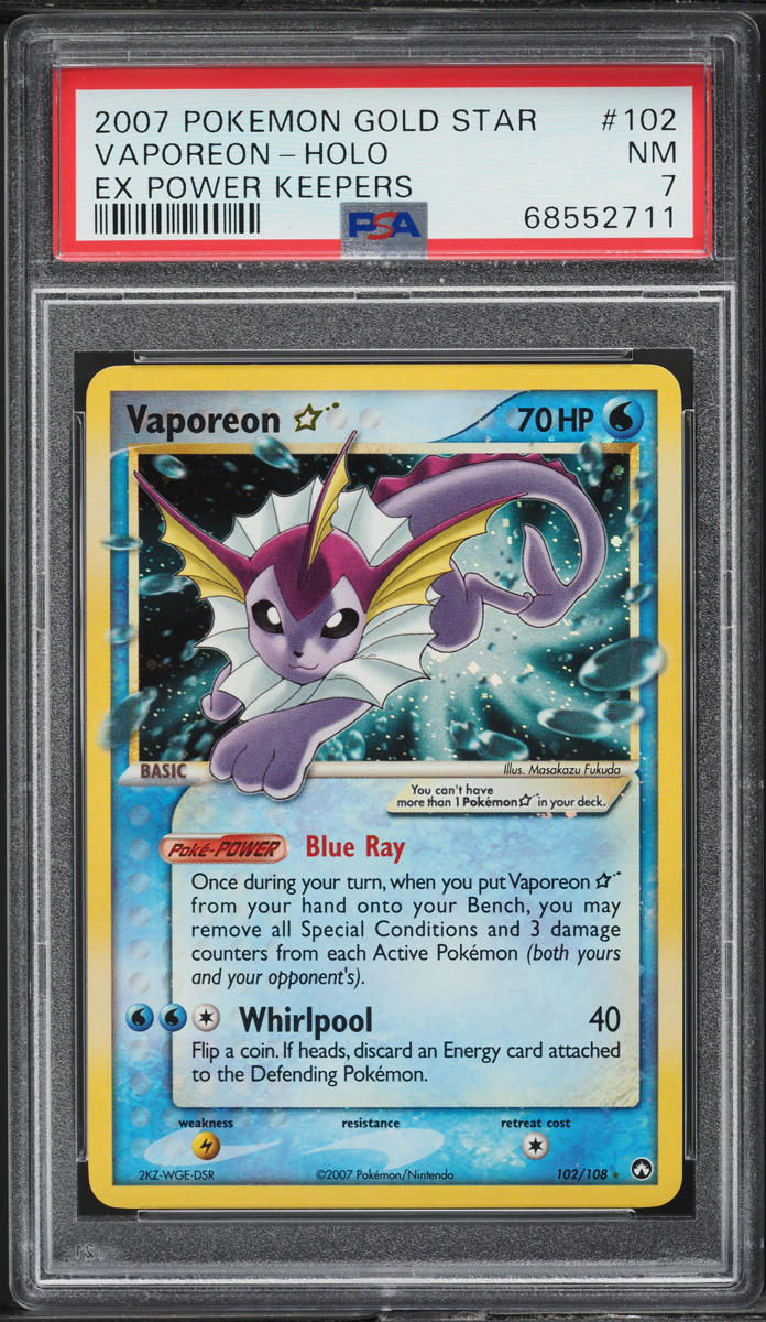2007 Pokemon EX Power Keepers Holo Vaporeon Gold Star #102 PSA 7 NRMT on Fanatics Collect