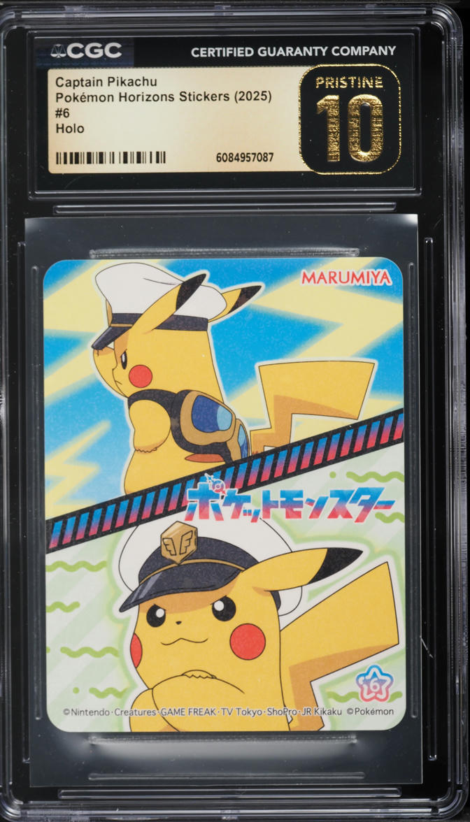 2025 Pokemon Japanese Horizons Stickers Holo Captain Pikachu #6 CGC 10 ...