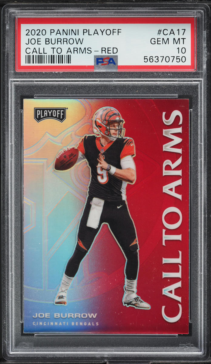 2020 Panini Playoff Call To Arms Red Joe Burrow ROOKIE #CA17 PSA 10 GEM ...